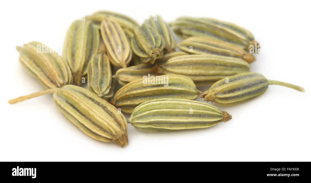 Fennel seeds over white background Stock Photo - Alamy