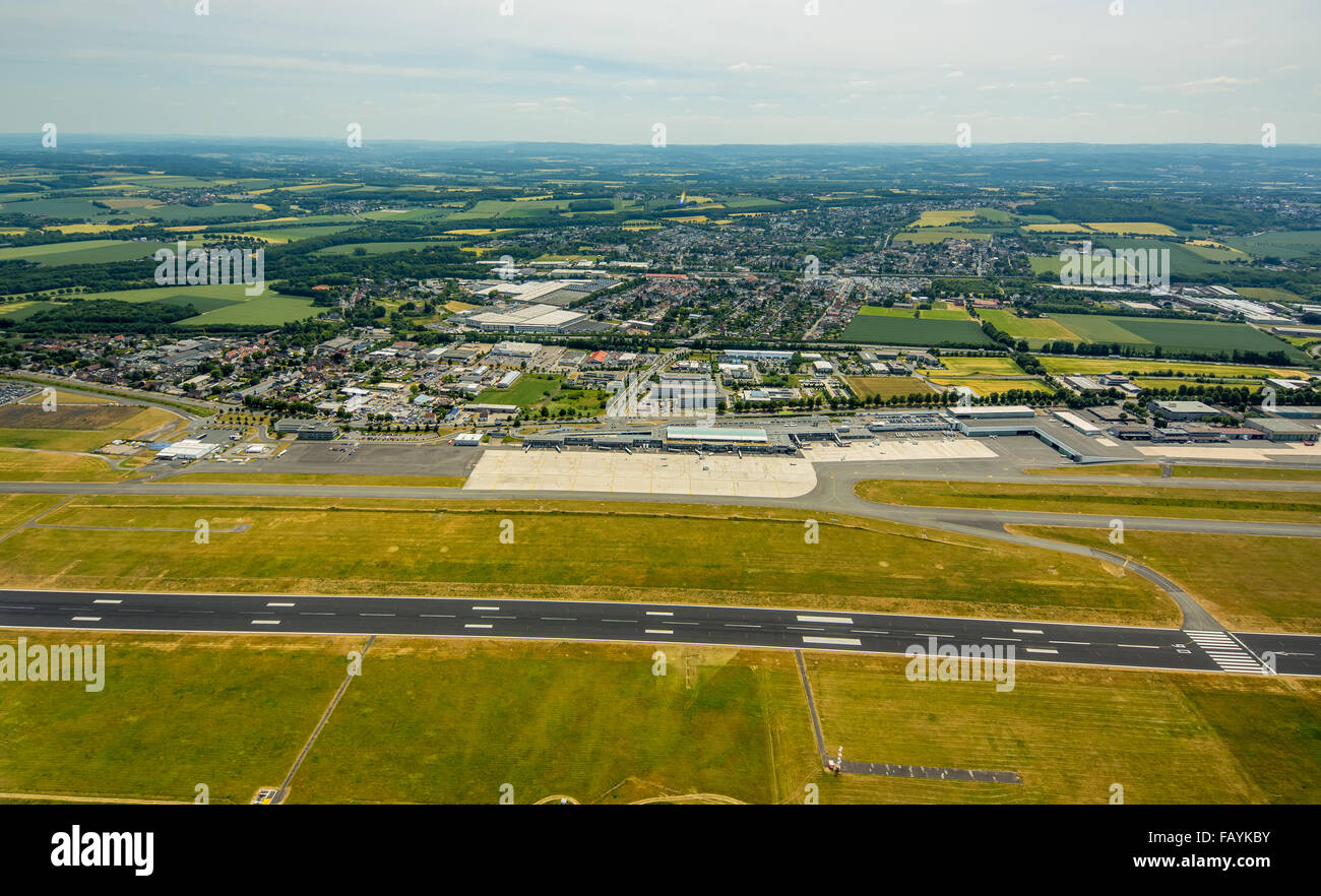 Aerial view, Dortmund airport, runway, airstrip, regional airport ...