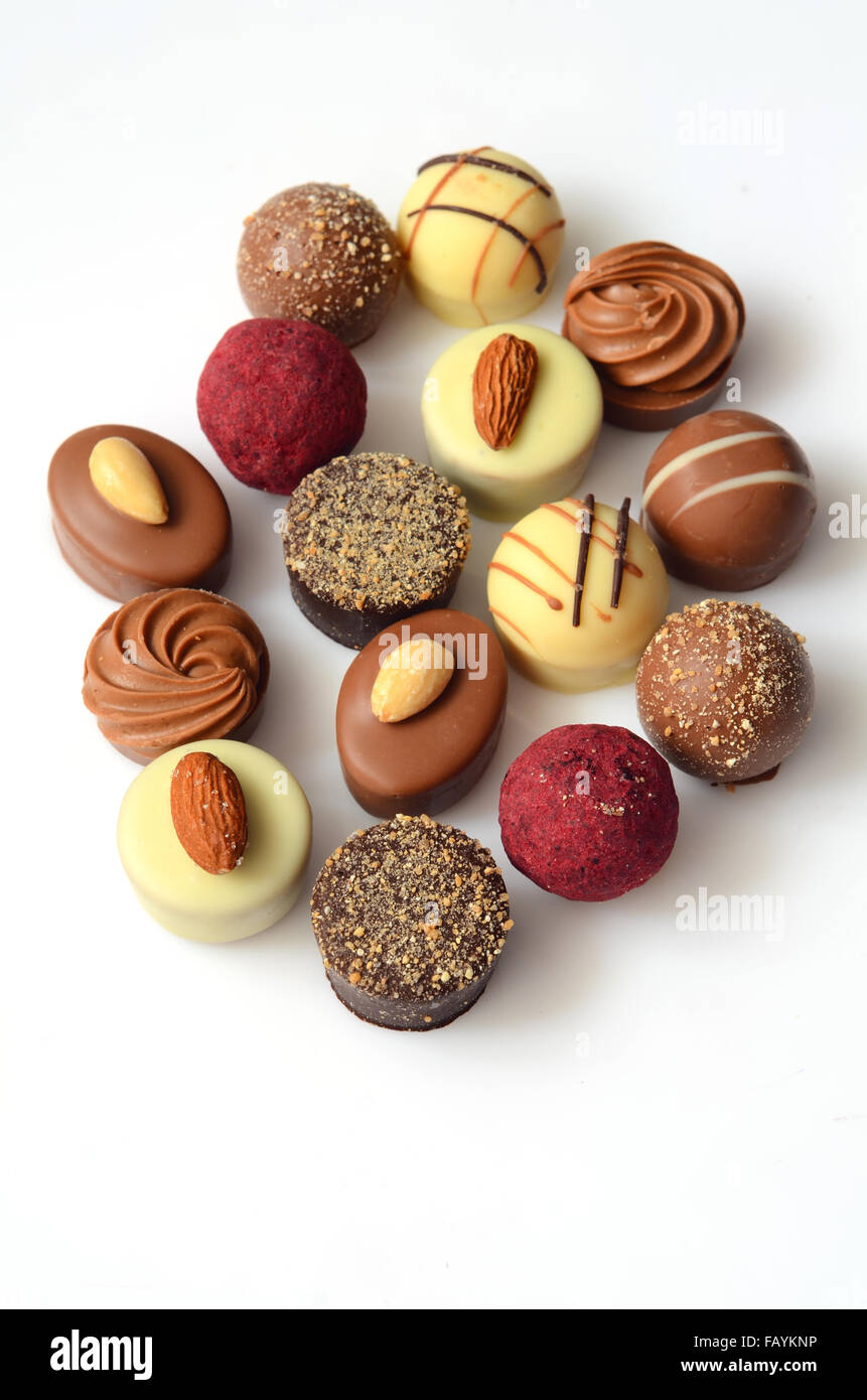 Set of tasty chocolate bon bons, close-up shot Stock Photo - Alamy