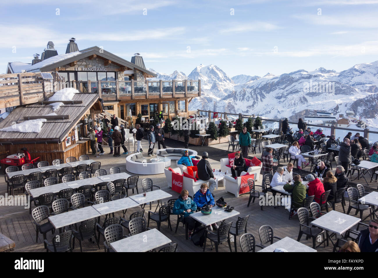 'Le Panoramic' mountain top restaurant, on top of the Saulire ...