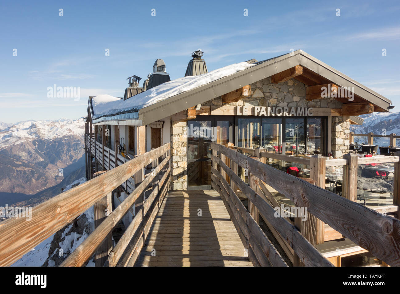 'Le Panoramic' mountain top restaurant, on top of the Saulire ...