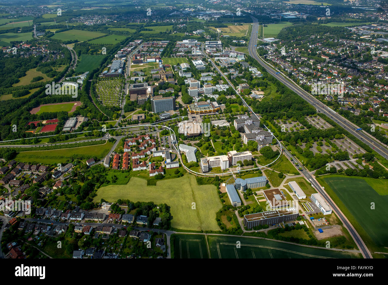 Aerial view, campus of the University of Dortmund with TU and ...