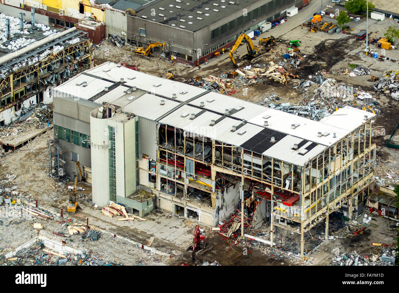 Aerial view, demolition work at the Opel plant 1, automotive ...