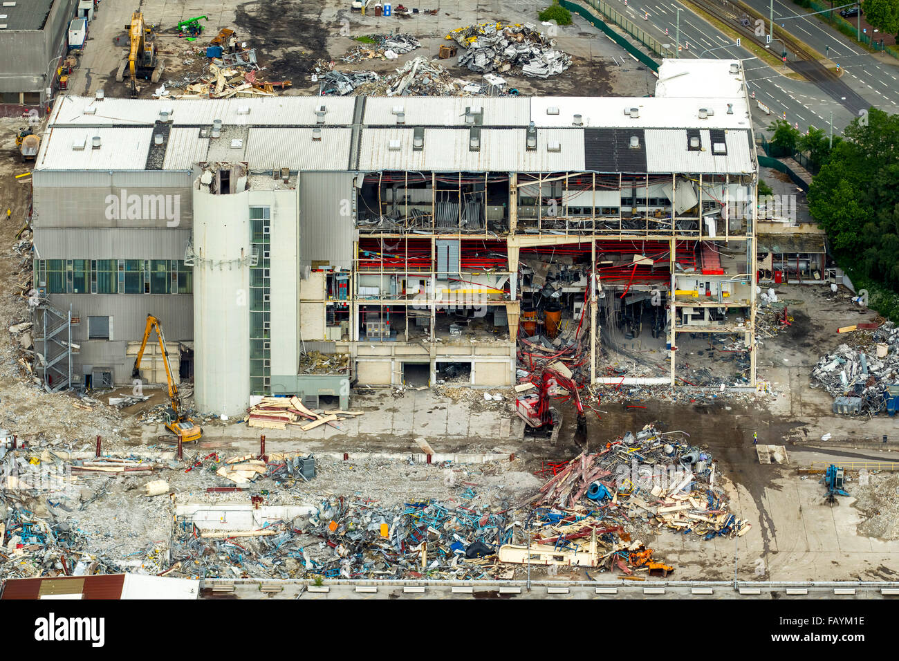 Aerial view, demolition work at the Opel plant 1, automotive ...