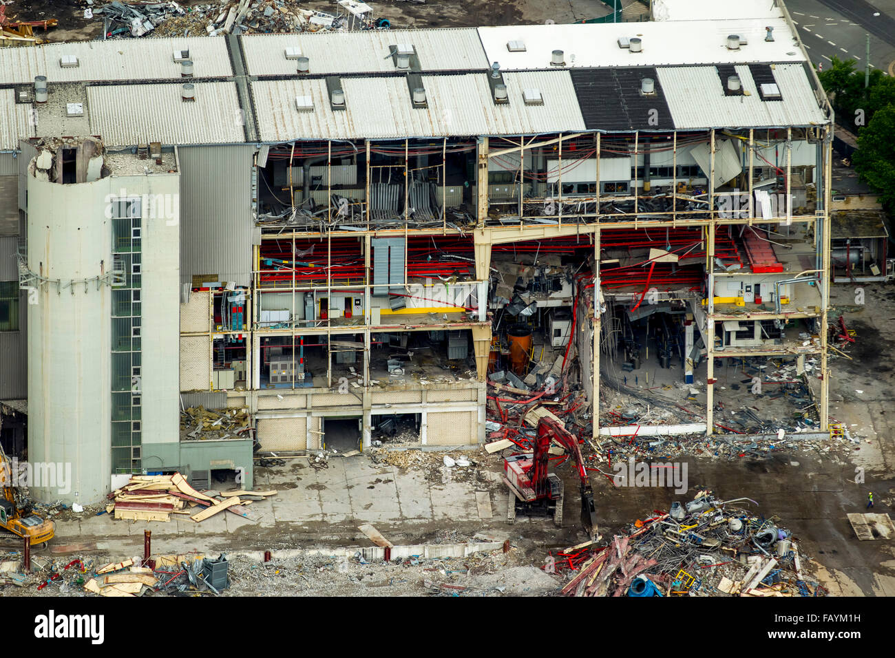 Aerial view, demolition work at the Opel plant 1, automotive ...