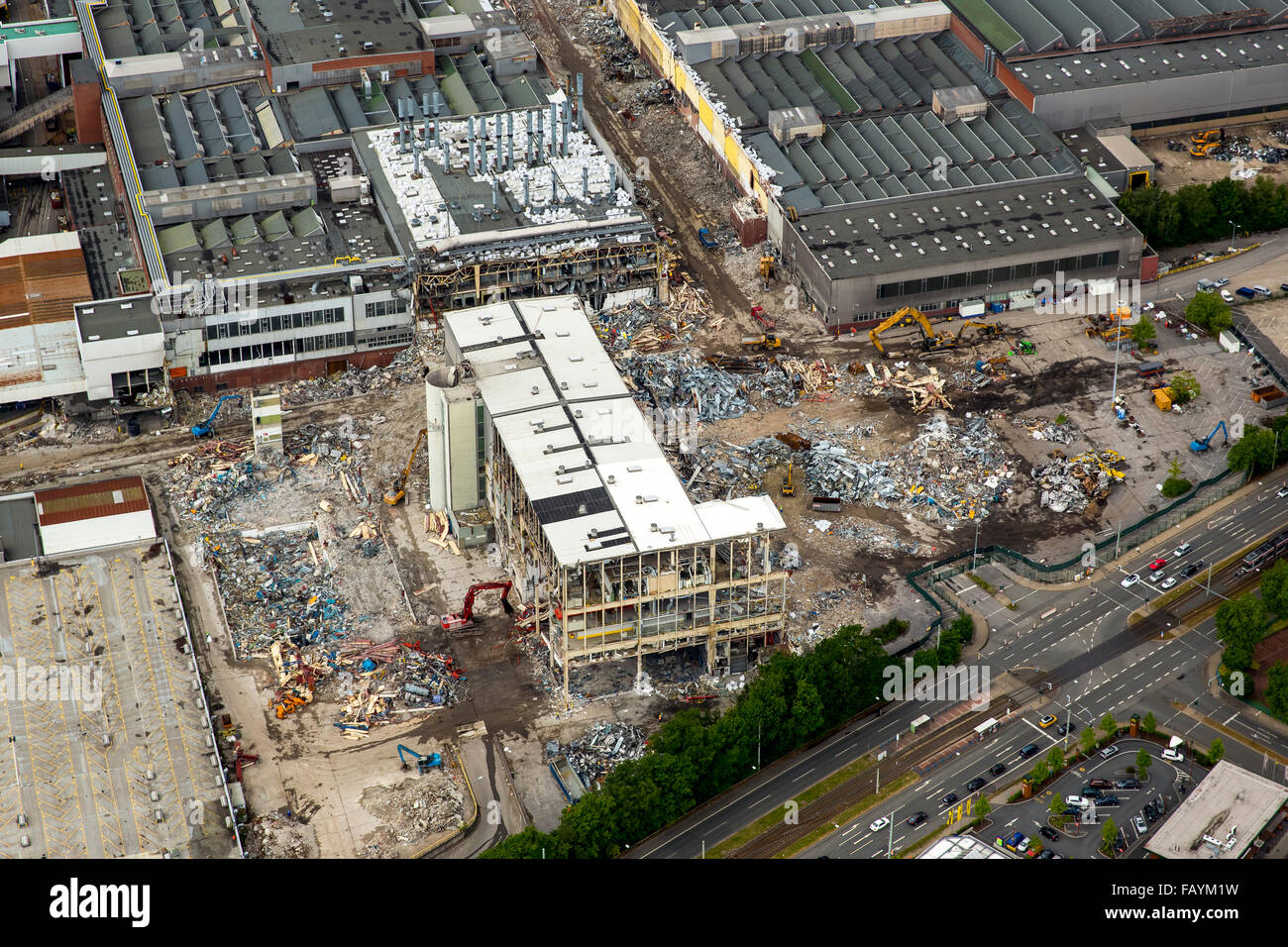 Aerial view, demolition work at Opel plant 1, automotive, structural ...