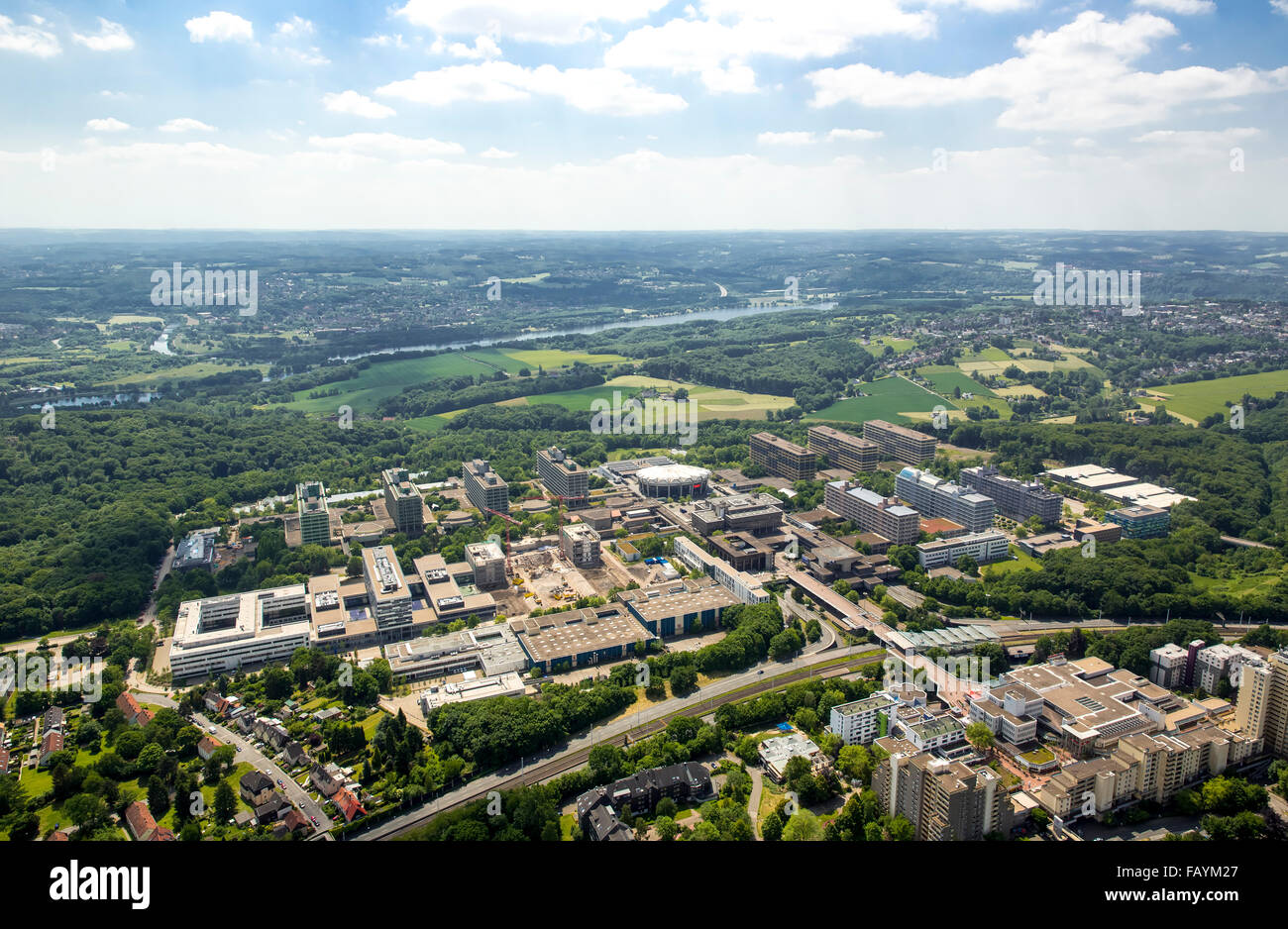 Aerial view, Campus Ruhr University auditorium renovation work in the ...