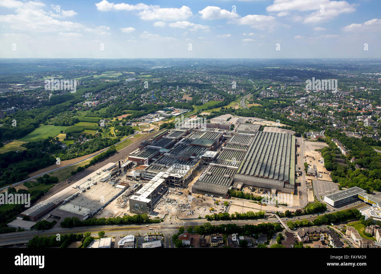 Aerial view, demolition work at Opel plant 1, automotive, structural ...