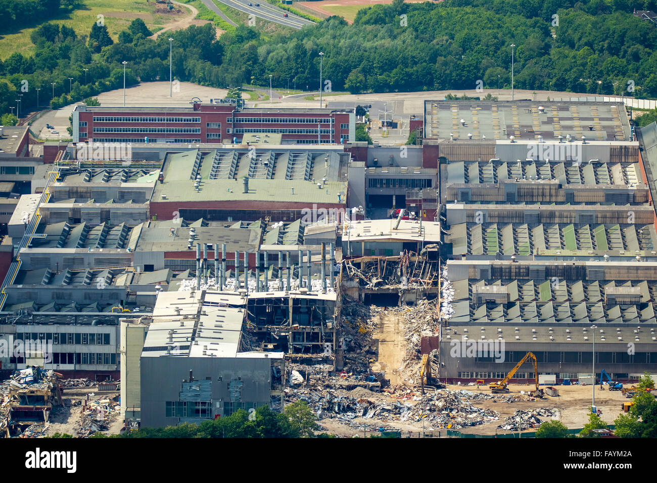 Aerial view, demolition work at Opel plant 1, automotive, structural ...