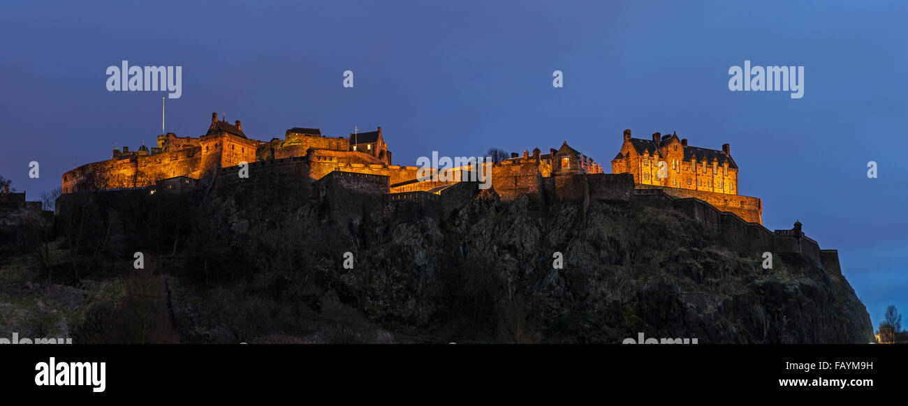 A panoramic view of the impressive Edinburgh Castle in Scotland Stock ...