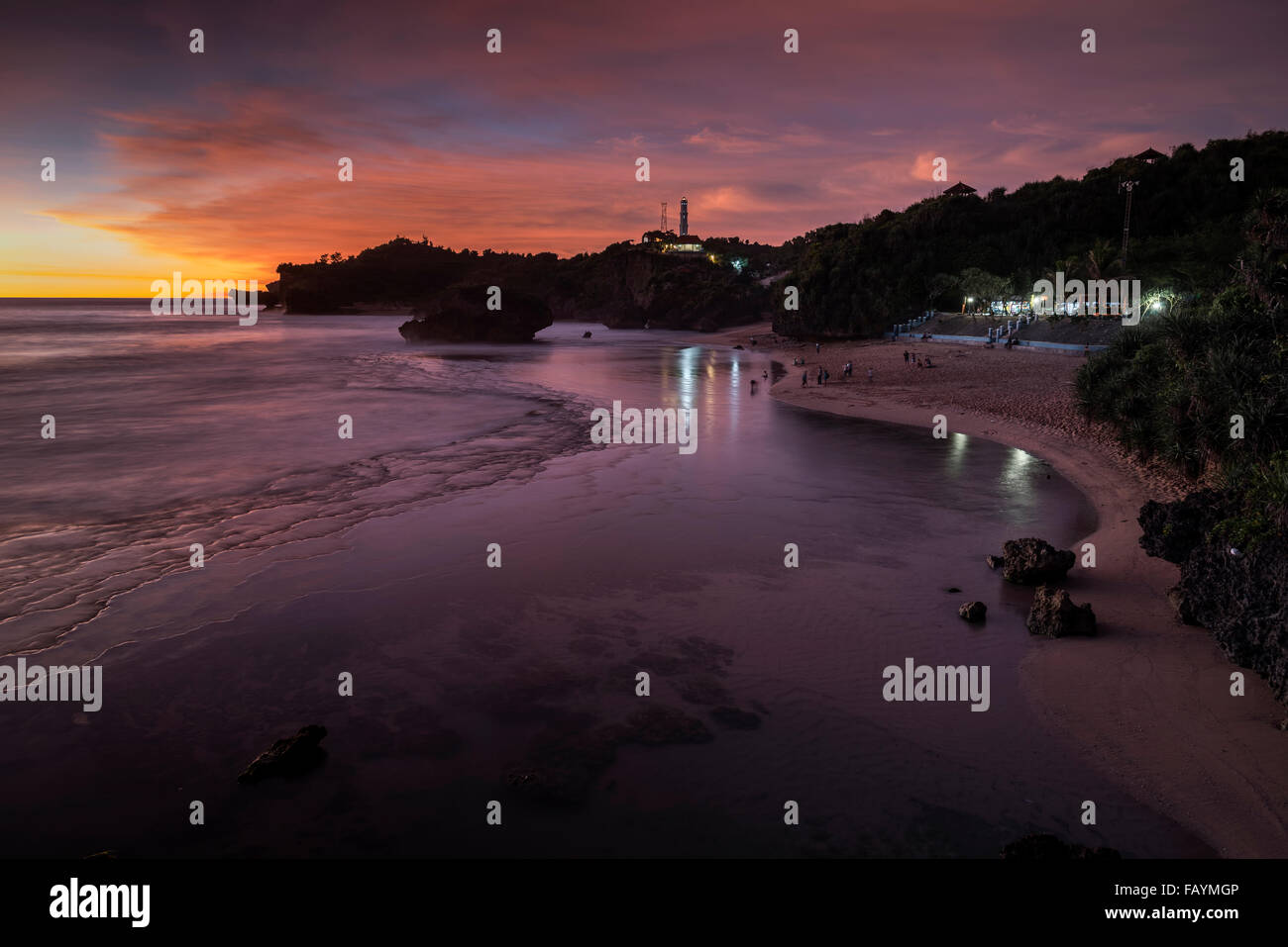 Sunset at the Kukup beach near Jogjakarta, Java, Indonesia Stock Photo ...
