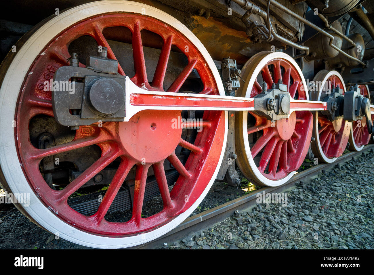 Wheels and propulsion mechanism of the locomotive Stock Photo - Alamy
