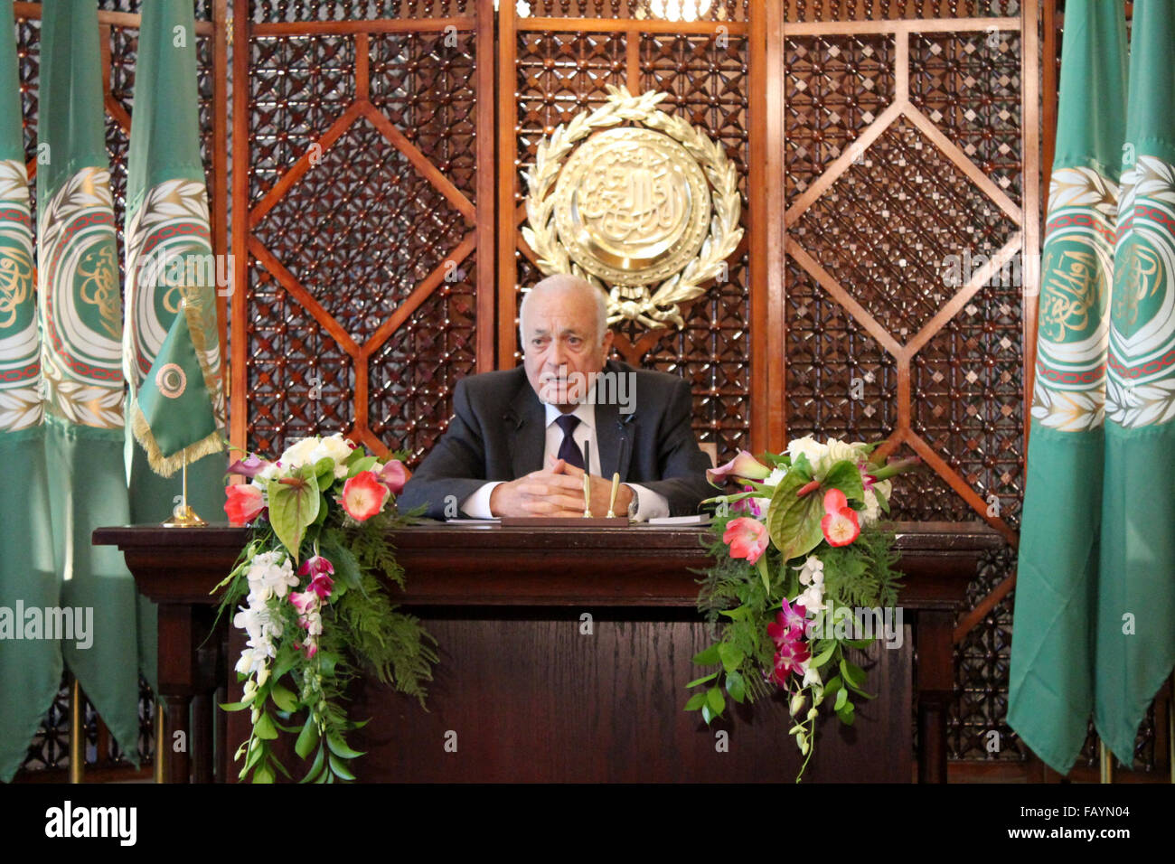 Cairo, Egypt. 6th Jan, 2016. Secretary-General of the Arab League ...