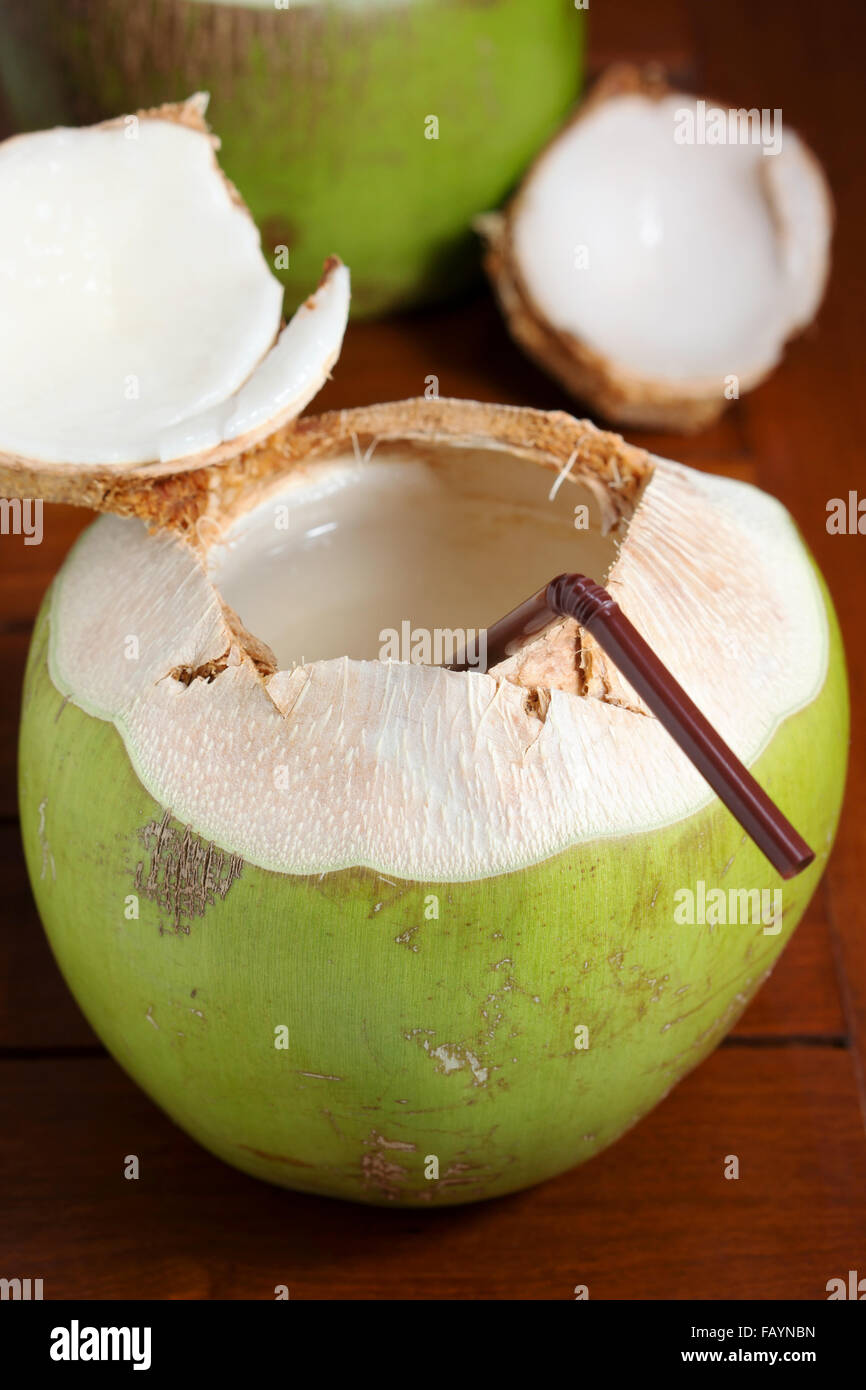Green Coconut With Straw