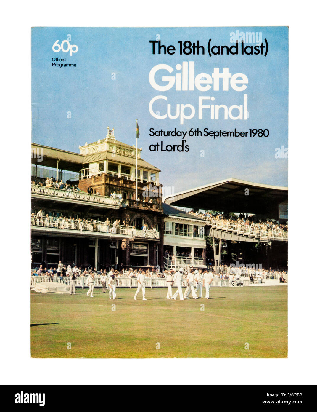Official Souvenir Programme of the 18th (and last) Gillette Cup Final ...