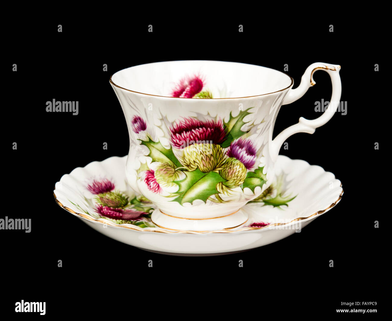 Vintage 1960's Royal Albert "Highland Thistle" porcelain cup and saucer ...