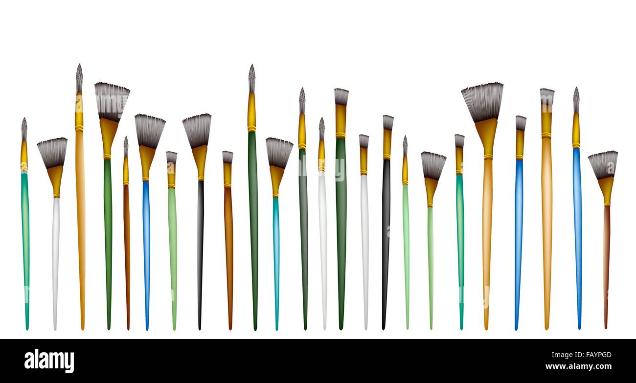 Art Supply, An Illustration Different Size of Craft Paintbrush or ...