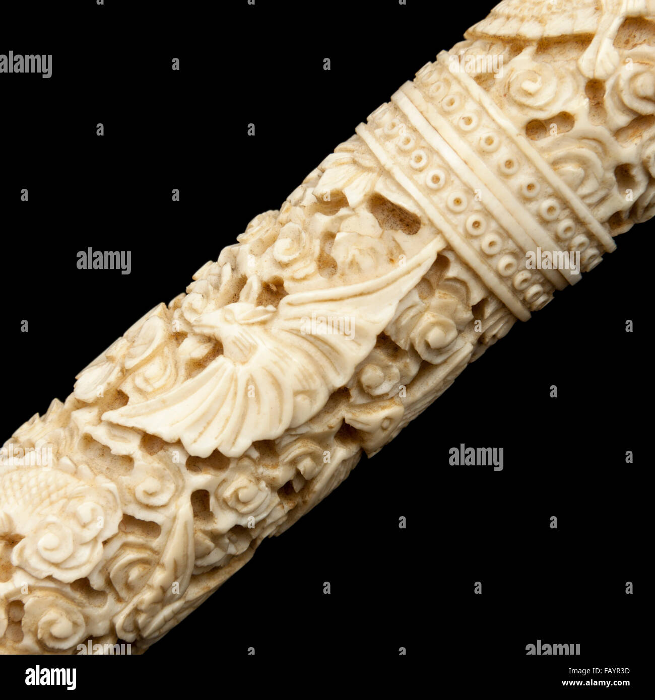 Rare 19th century antique Chinese ivory needle case and cover, finely ...