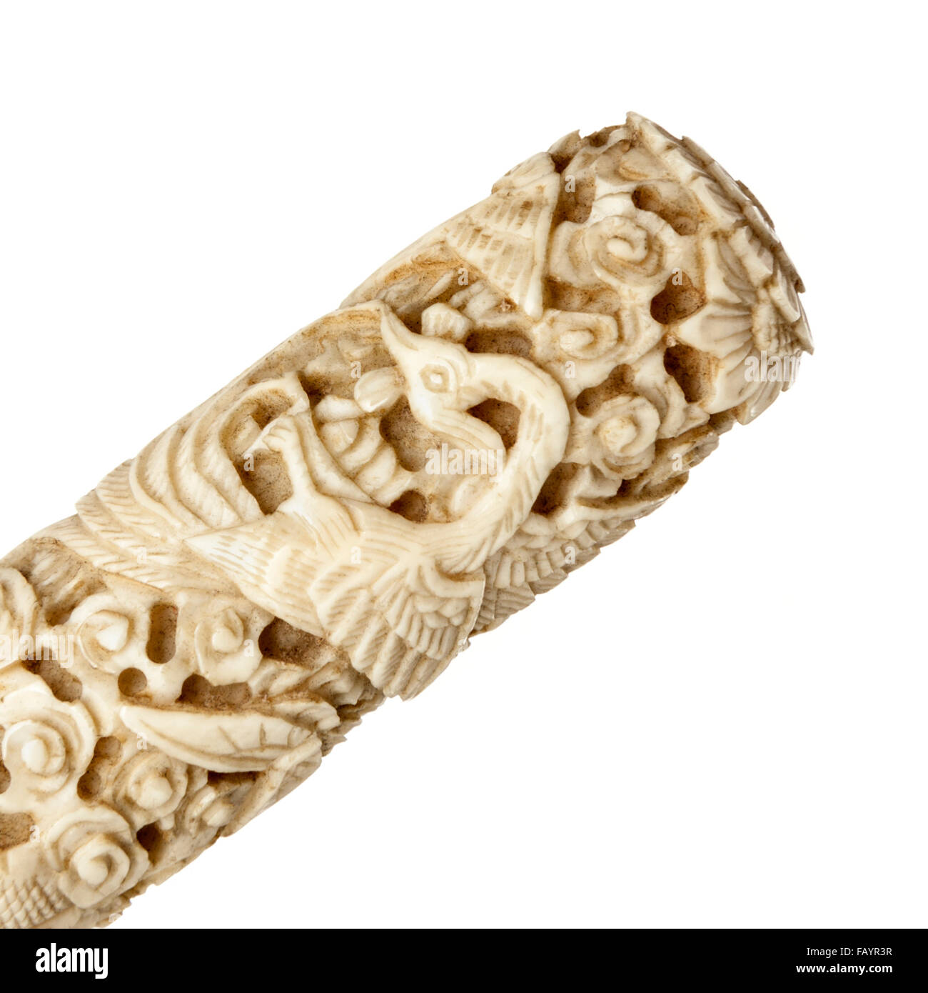 Rare 19th century antique Chinese ivory needle case and cover, finely ...