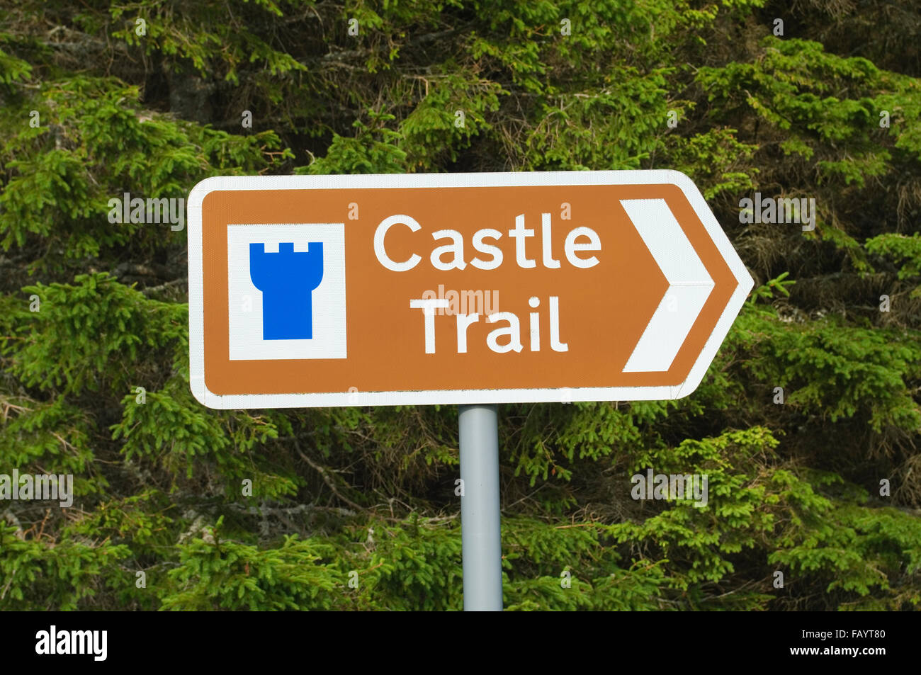 Sign for the Castle Trail through Aberdeenshire, Scotland Stock Photo ...