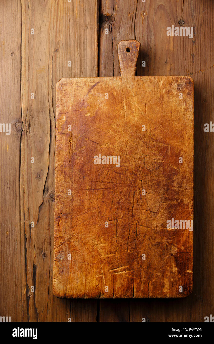 Chopping cutting board block on wooden texture background Stock Photo ...