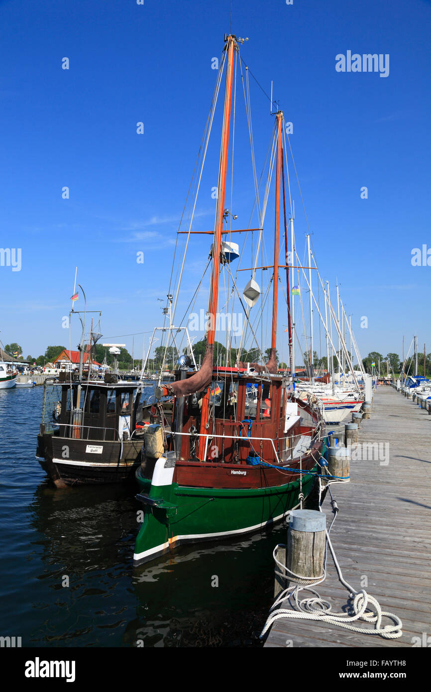 Poel Island, fishing boats at Kirchdorf harbour, Baltic Sea ...