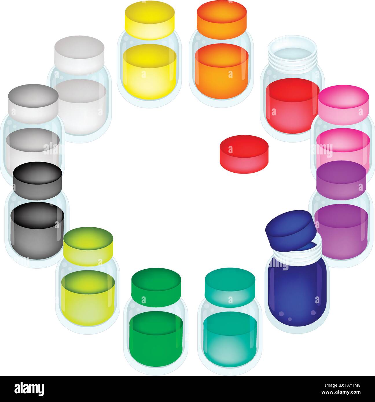A Collection of Twelve Color Paint Jars for Draw and Paint A Picture ...