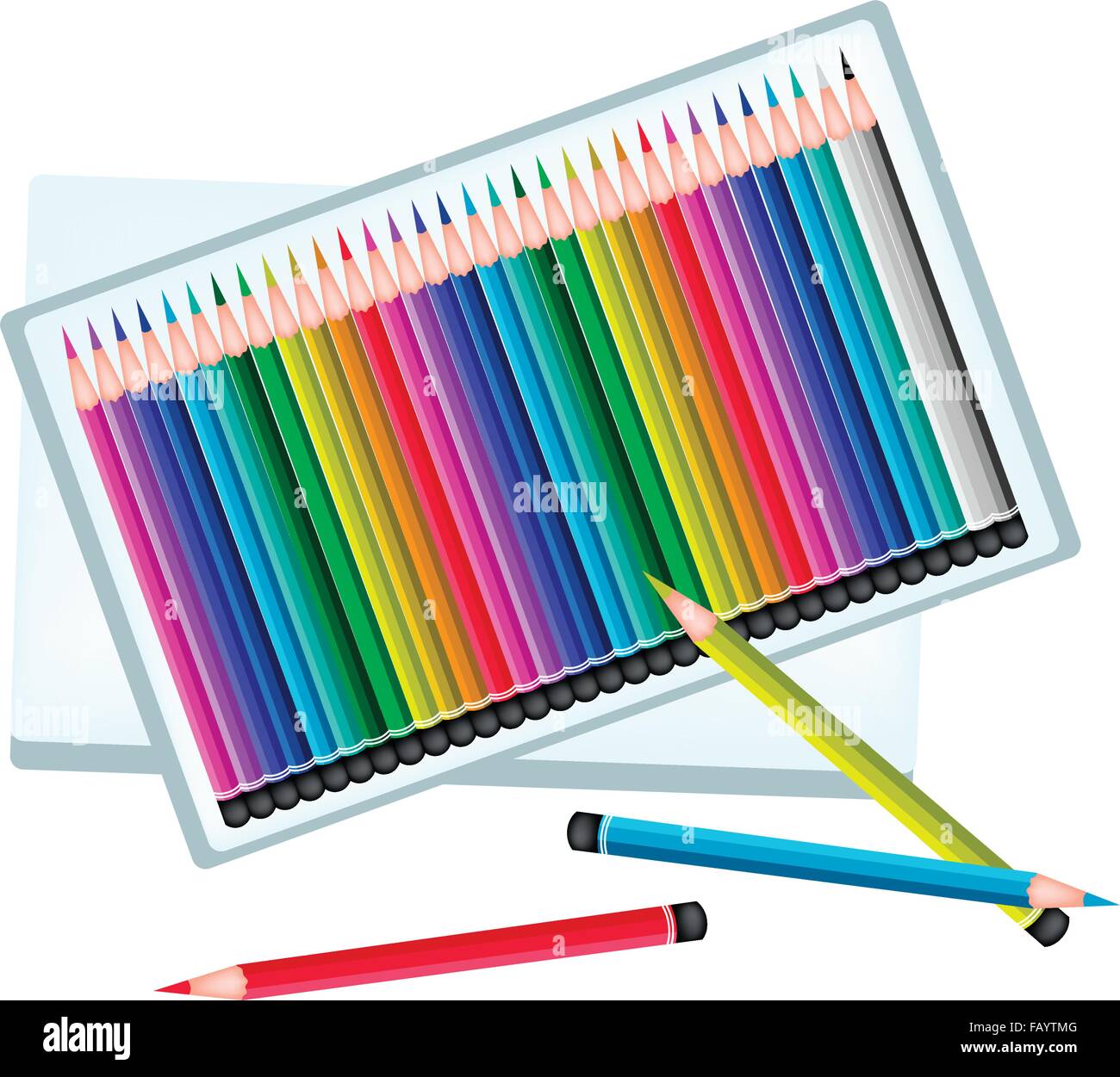 Art Supply, A Box of Colored Pencil Crayons in An Assortment of Colors ...