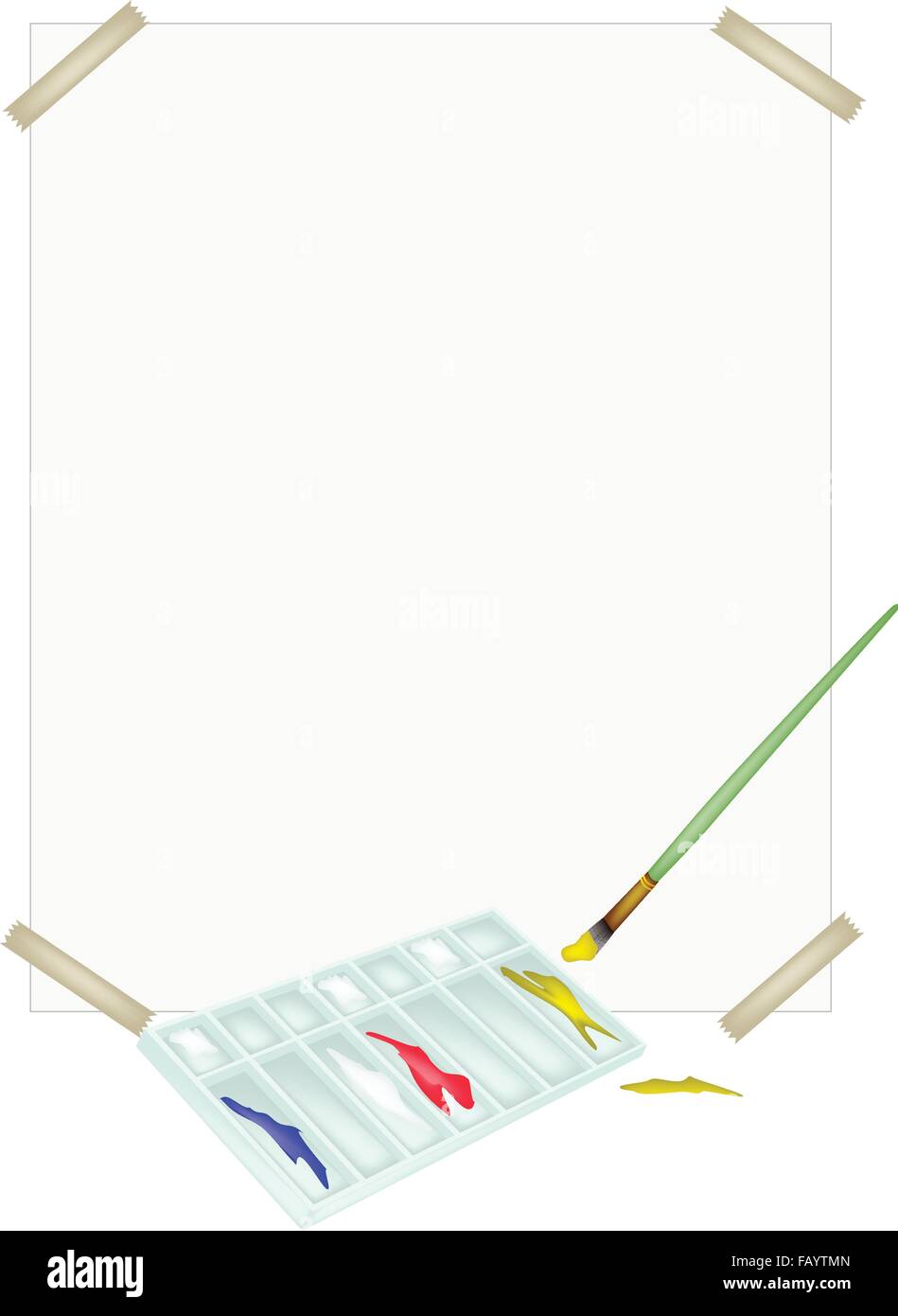 Red, Blue and Yellow Color Paint in Rectangle Art Palette With A Craft ...