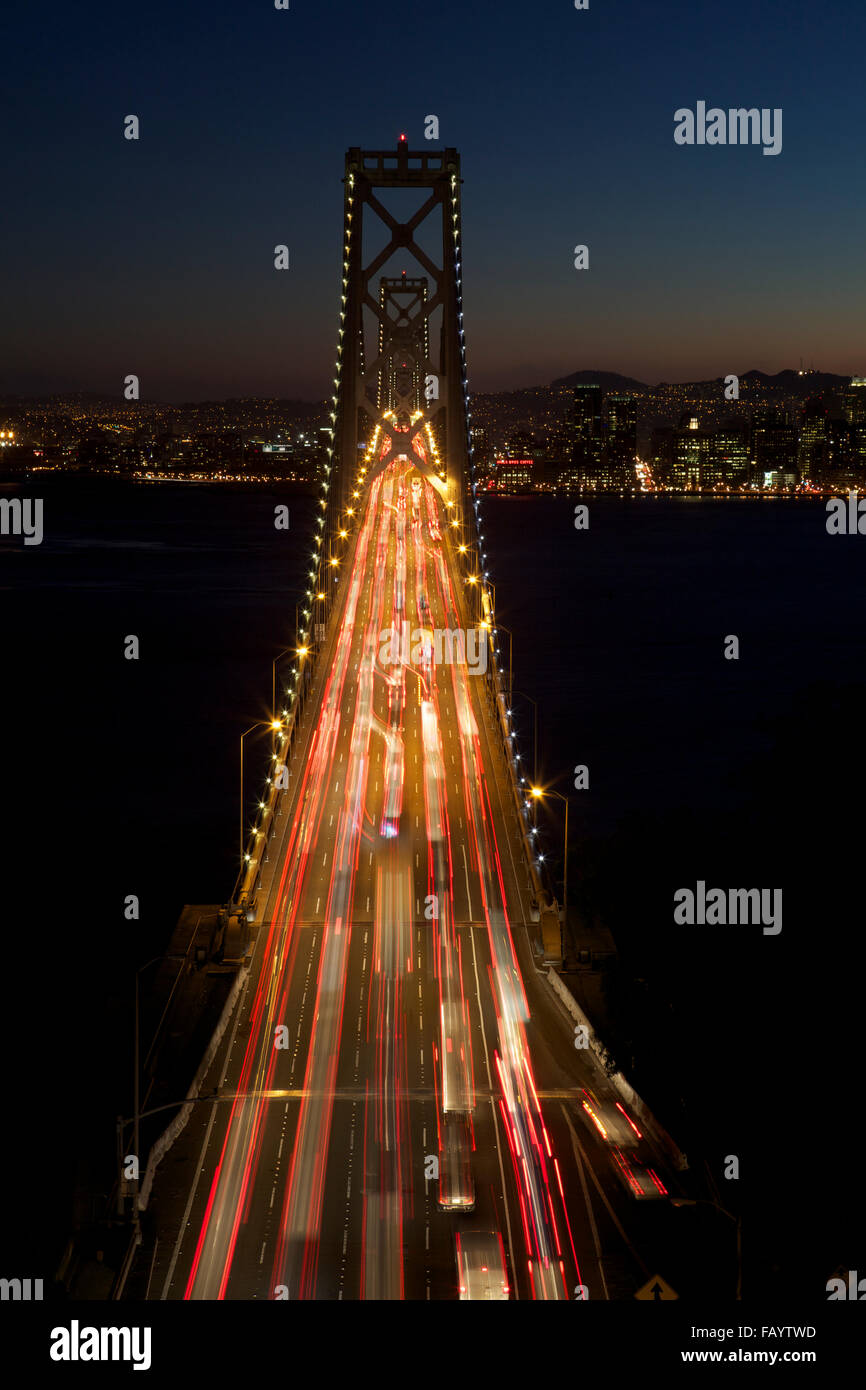 San Francisco Bay Bridge at night Stock Photo - Alamy