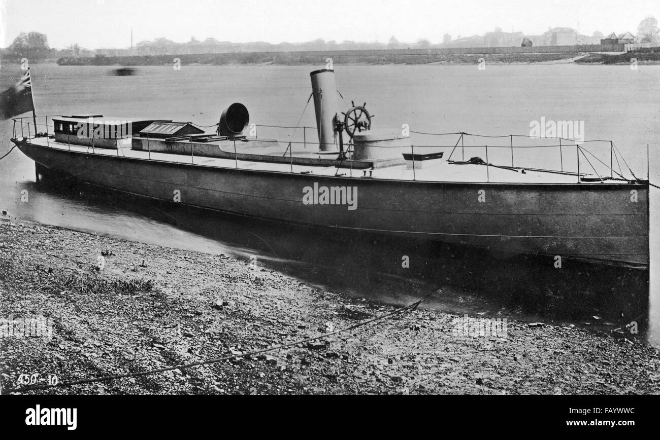 AJAXNETPHOTO - 1877 - CHISWICK, ENGLAND. - FIRST NAVY TORPEDO BOAT - HMS LIGHTNING (HMTB 1), THE ...