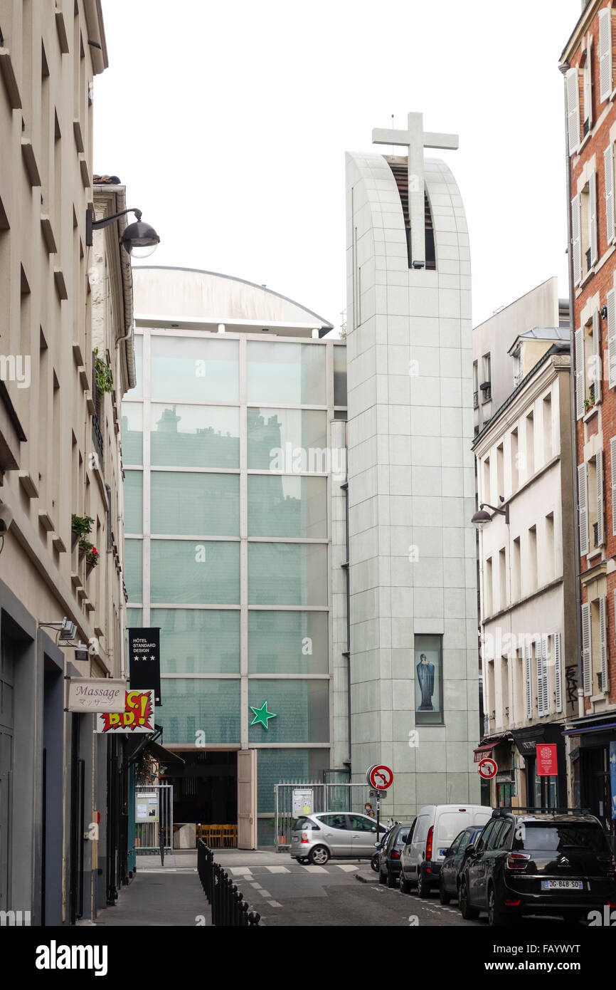 Modern church Notre Dame d'Espérance in Bastille, Paris, France Stock ...
