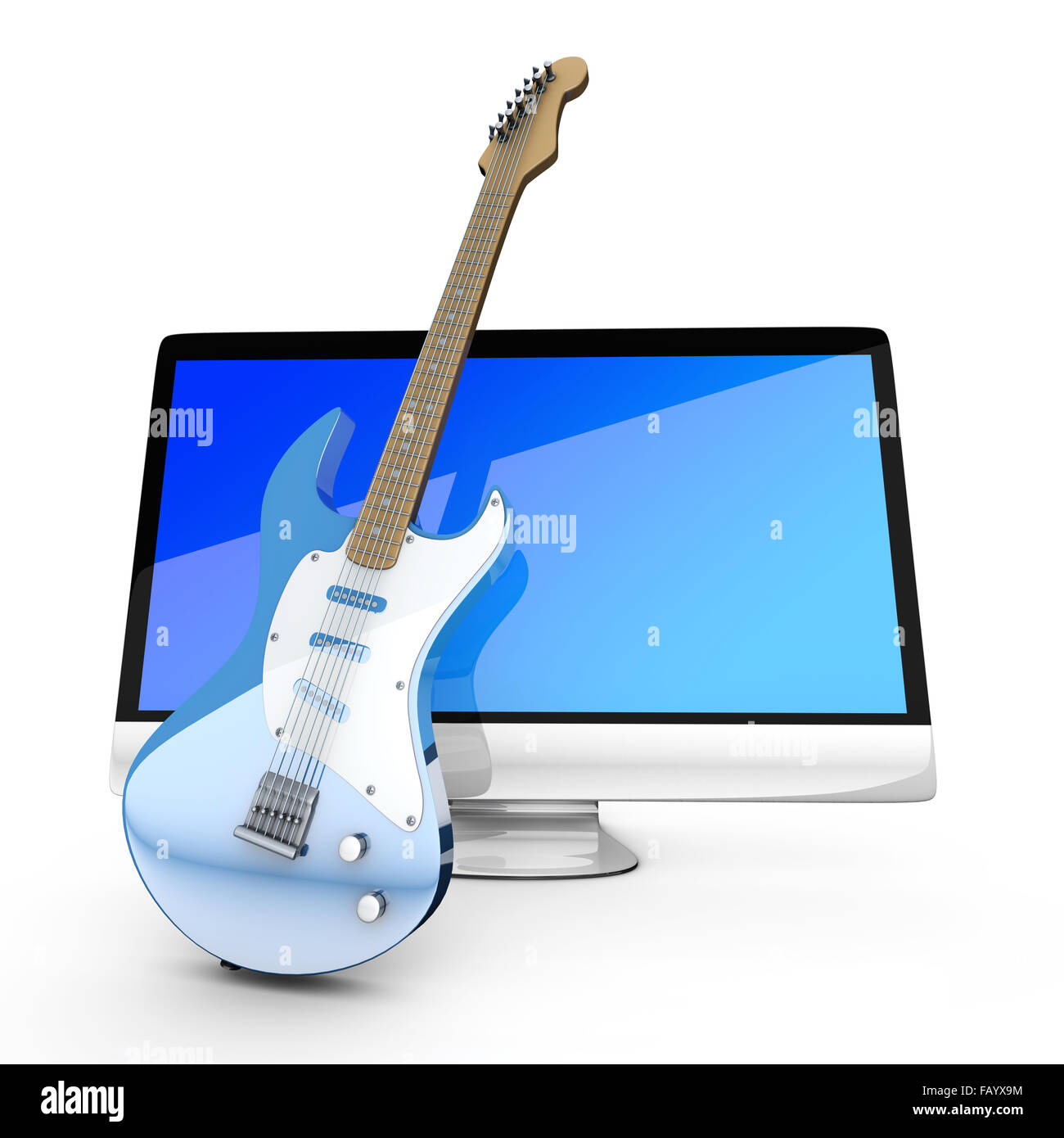 Digital guitar - A All in one computer with a Guitar. 3D illustration ...