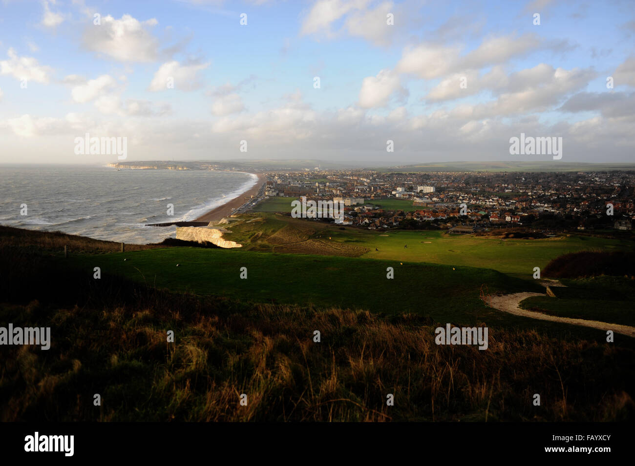 The Eighteenth Hole and tee and clubhouse at Seaford Head Golf Course ...
