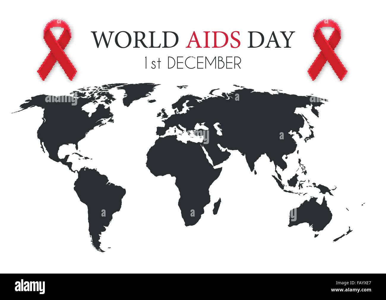 Vector illustration of world aids day. World map Stock Vector Image ...