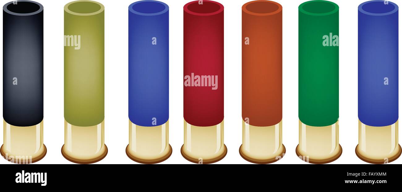 Gun Accessory, An Illustration Collection of Shotgun Shells in An ...