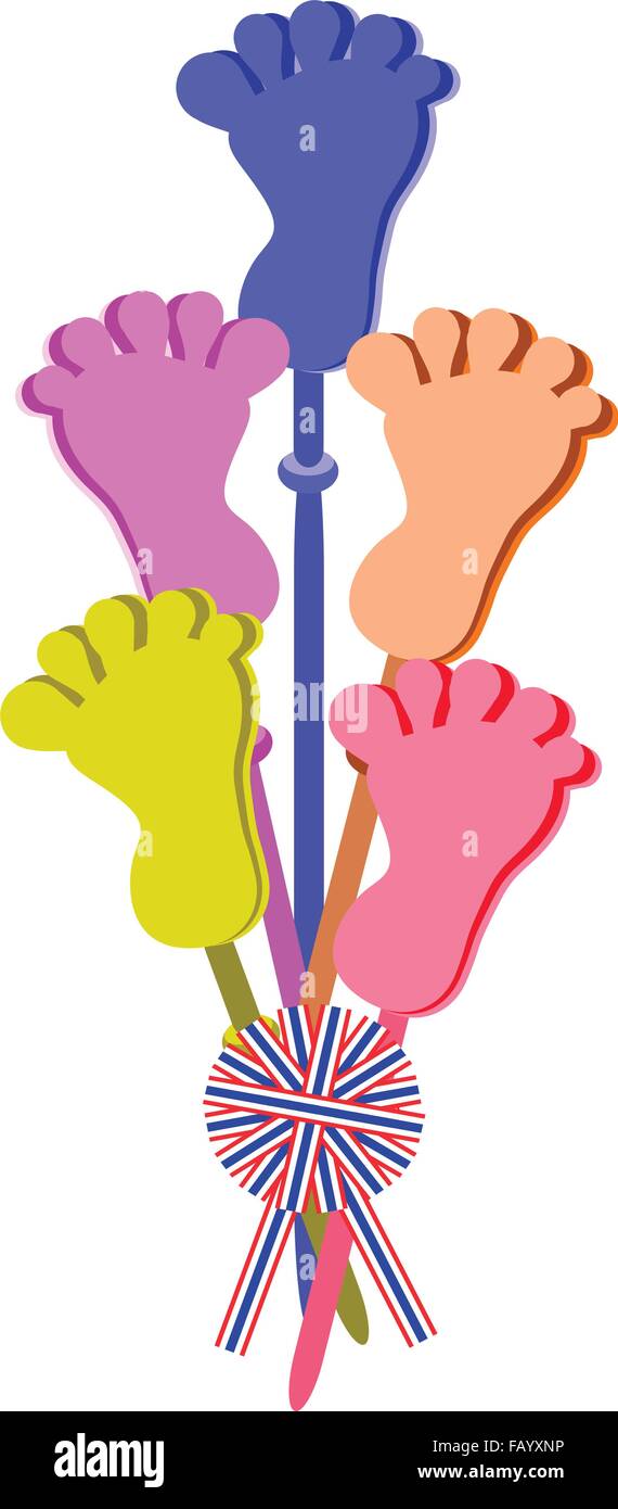 An Illustration of Plastic Foot Clap Toy Tying with Red, White and Blue ...