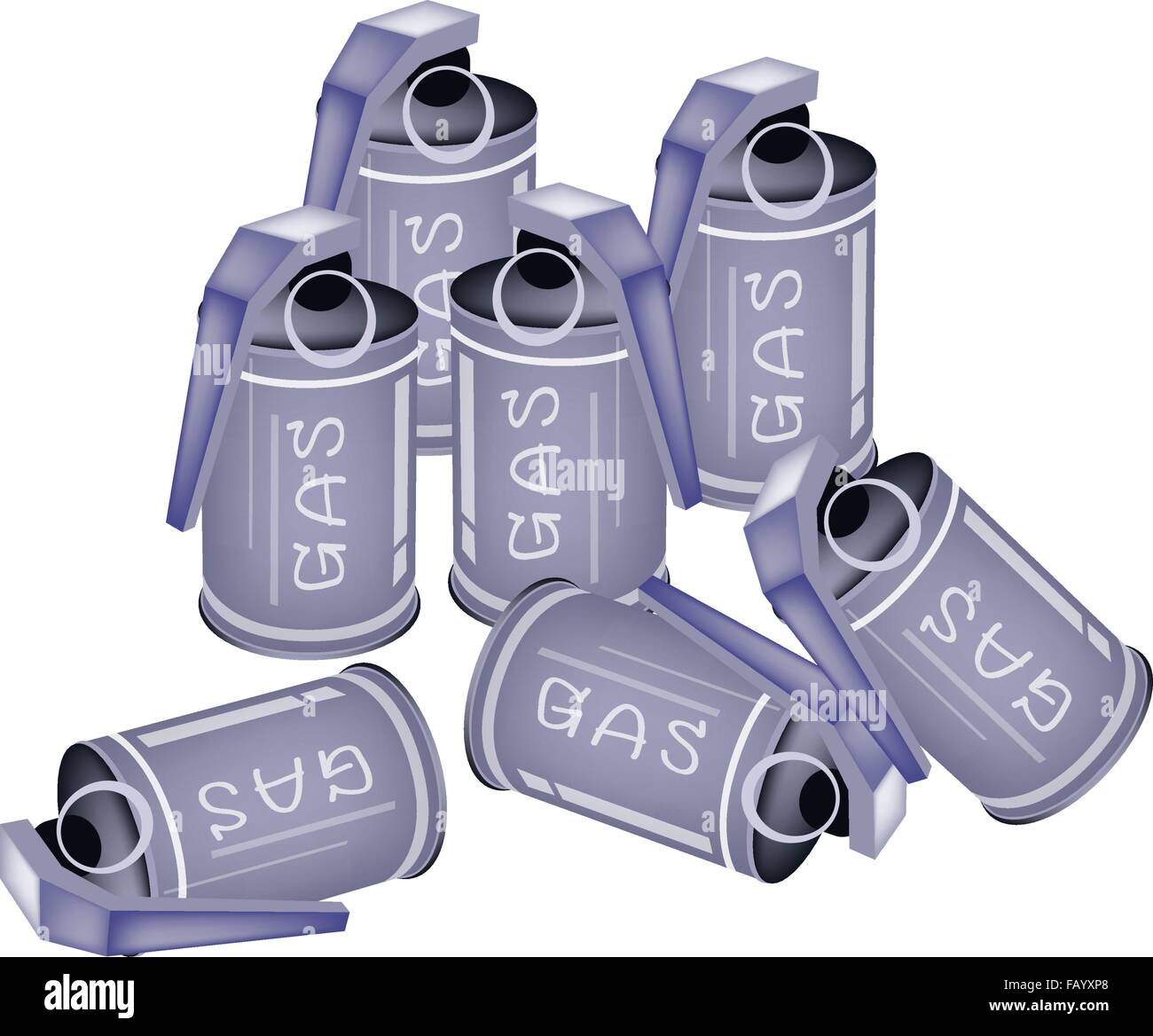 Illustration of A Group of Tear Gas Hand Grenade Canisters for Riot ...