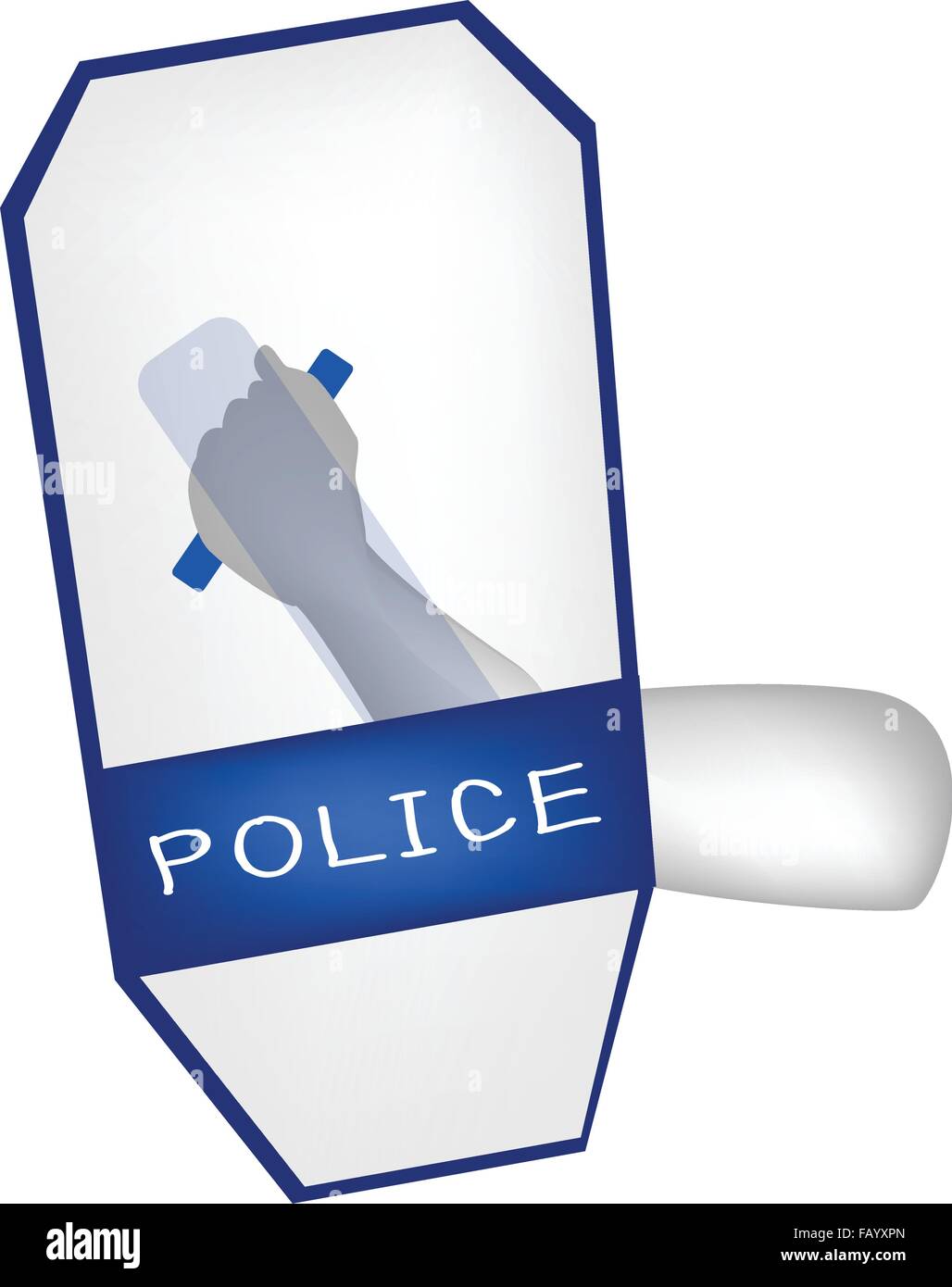 Security Concept, An Illustration of Hand Holding A Blue Police Shield ...