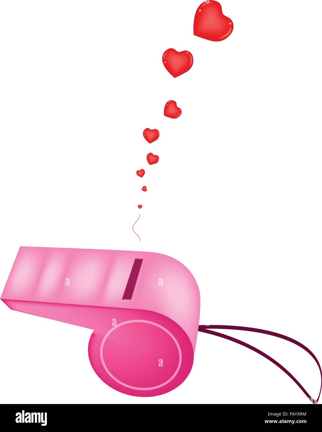 Love Concept, An Illustration of Pink Whistle Blowing Love Sound to ...