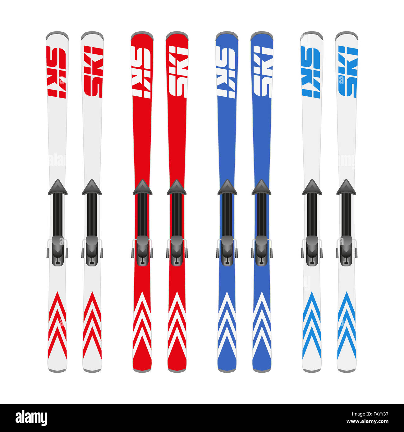 Different color of skiing Stock Photo - Alamy