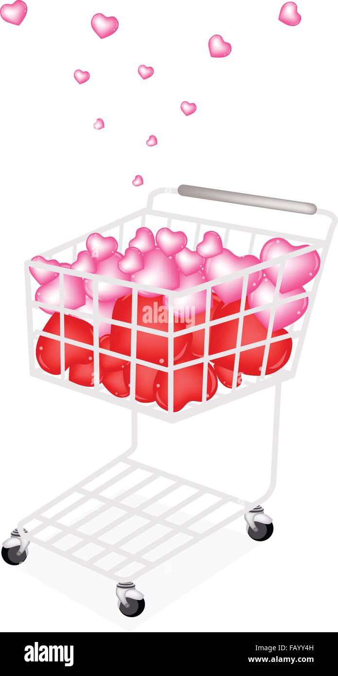 Symbol of Love and Luxury, A Shopping Cart Full with Beautiful Pink and ...