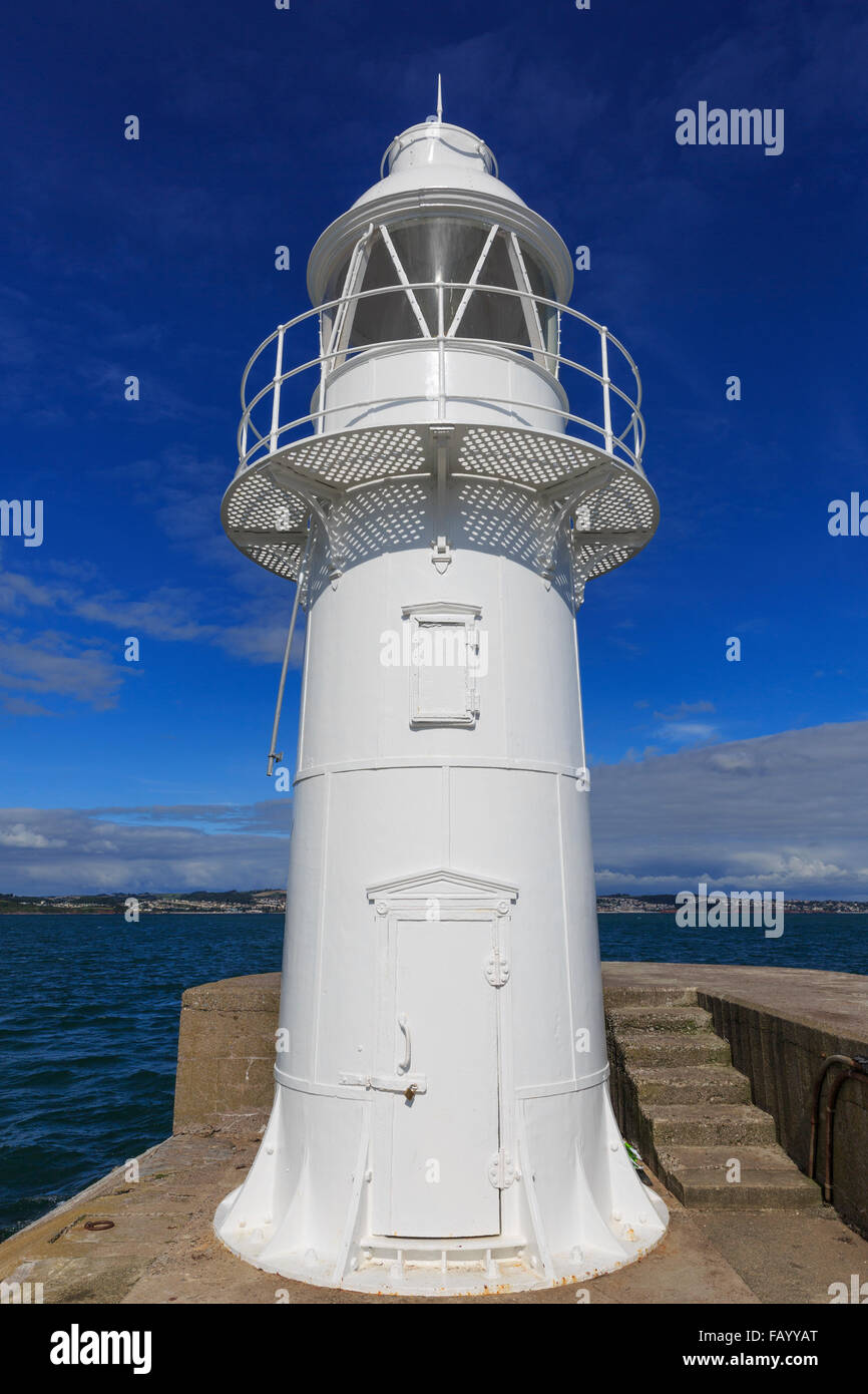 The lighthouse on Brixham's Victoria Breakwater on glorious summer's ...