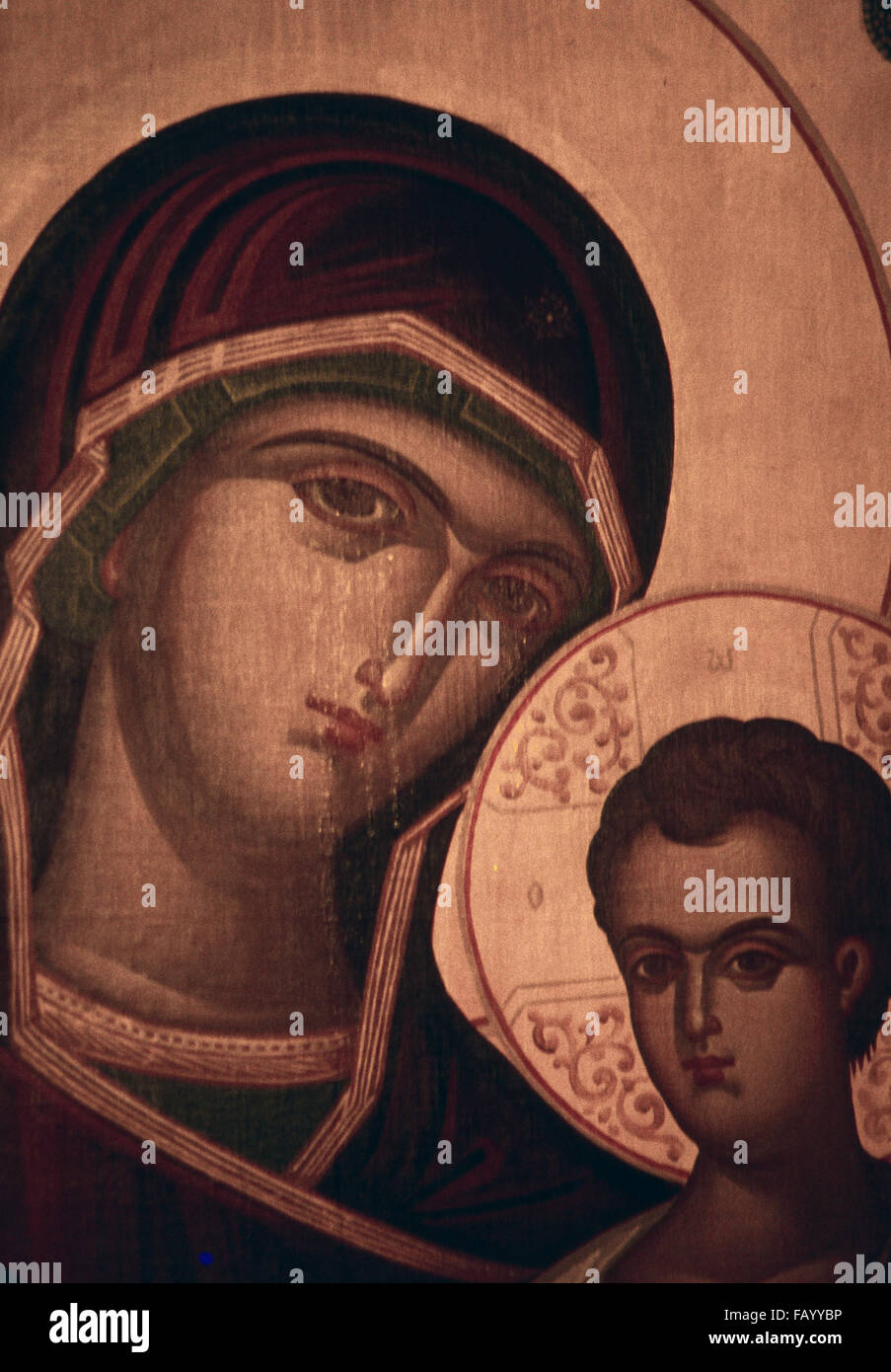 Chicago, Illinois, USA, 12th December, 1986 Weeping Madonna Icon at the ...