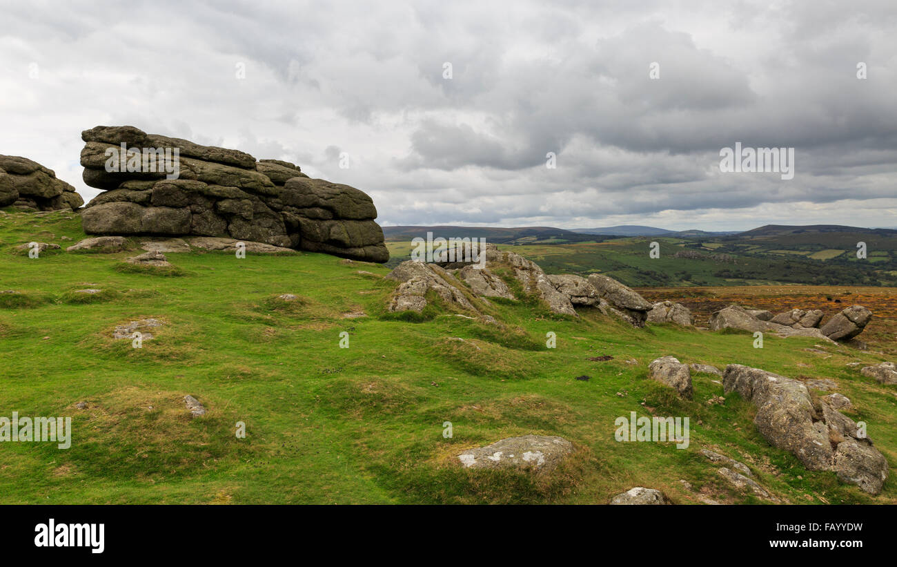 Haytor, one of the most popular granite tors on Dartmoor, Devon ...