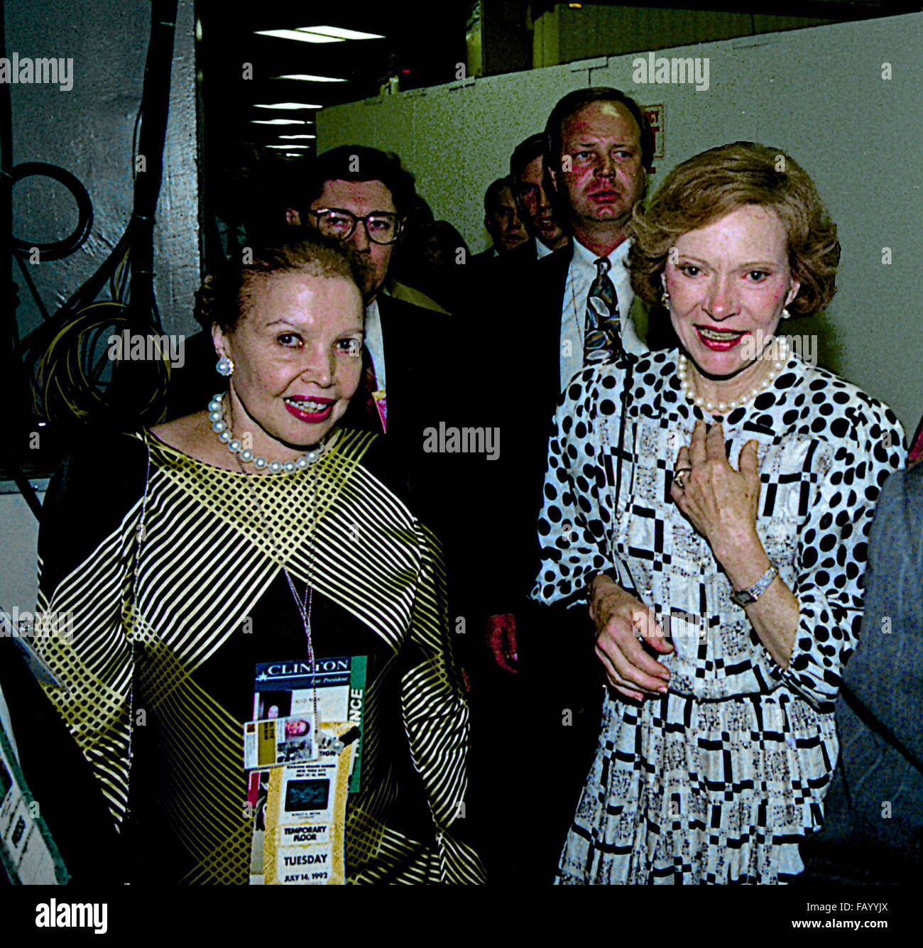 New York, NY., 14th July, 1992 Former FIrst Lady Rosalynn Carter (R) is ...