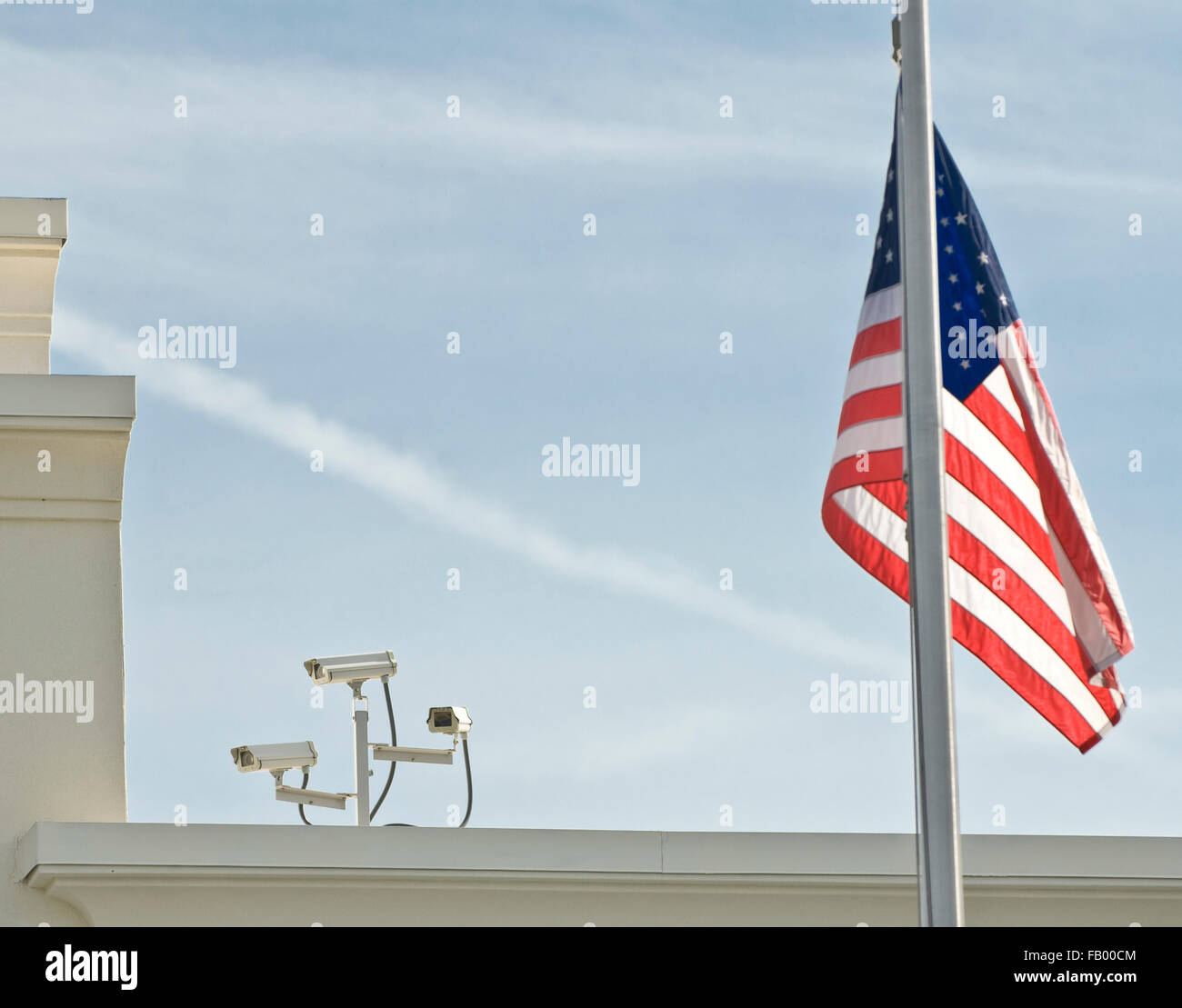 Security Cameras and American Flag Stock Photo - Alamy