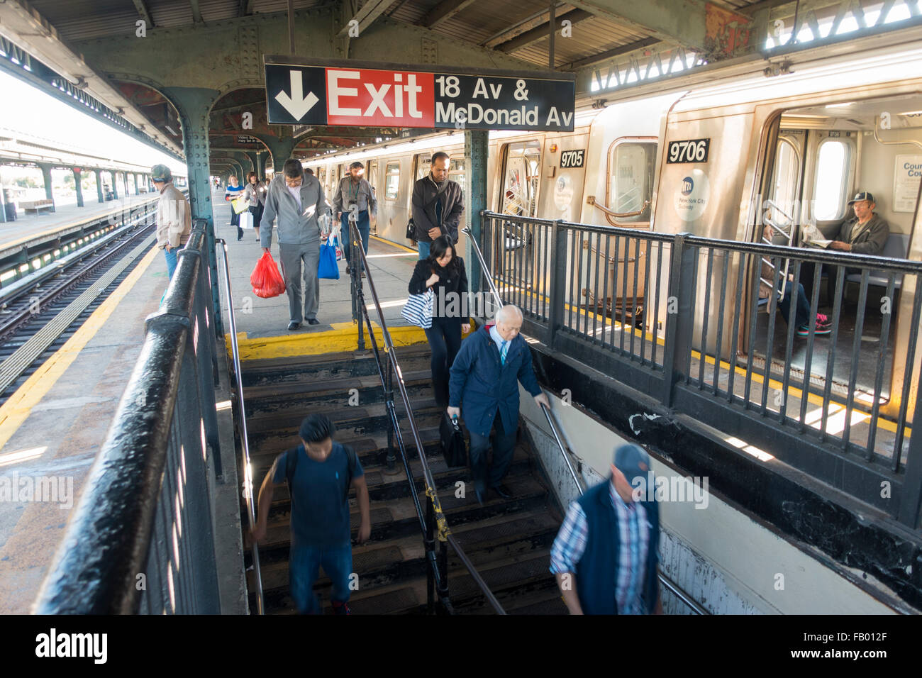 18th avenue and McDonald subway stop on the F train Brooklyn NYC Stock ...
