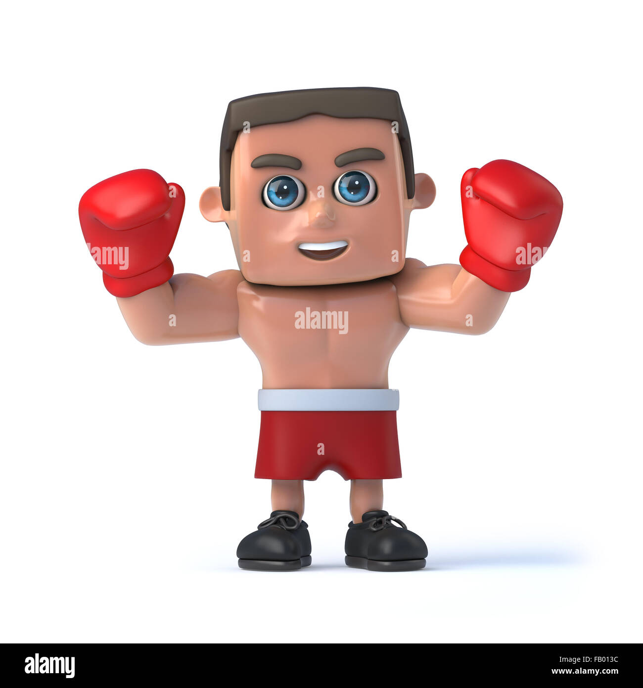 3d render of a boxer raising his hands in the air in celebration of ...