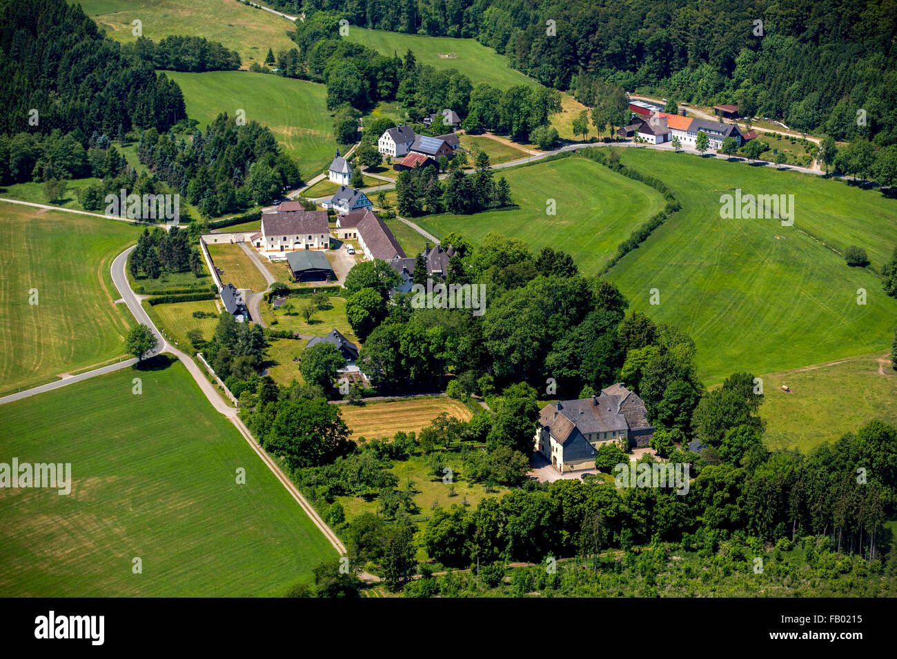 Aerial view, Augustinian convent Glindfeld, former Kreuzherren pin ...